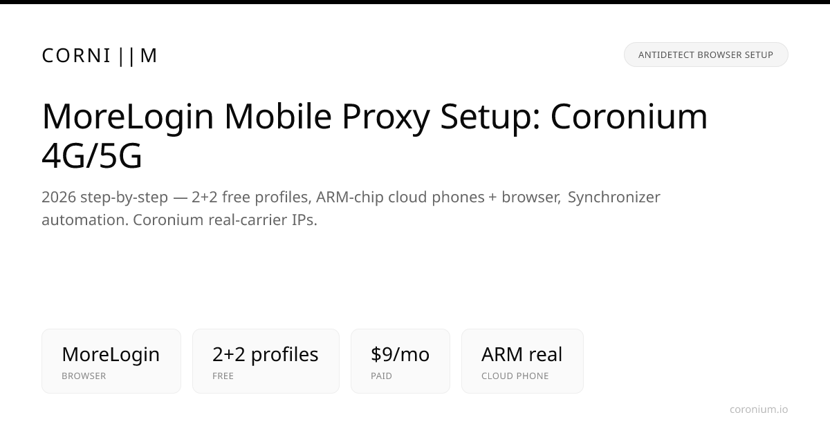 MoreLogin Mobile Proxy Setup — Coronium 4G/5G Guide | Coronium.io