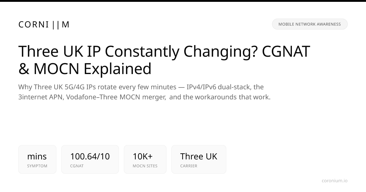 Three UK IP Address Constantly Changing? CGNAT, MOCN & How to Get Your ...